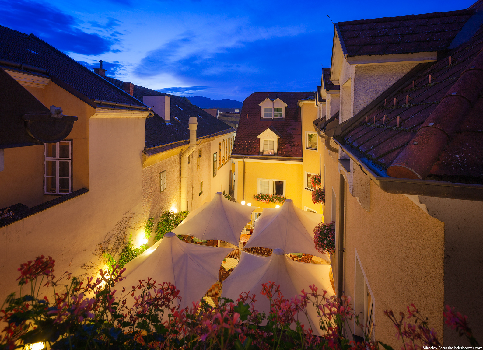 Back alley view in the town Melk, Austria - HDRshooter