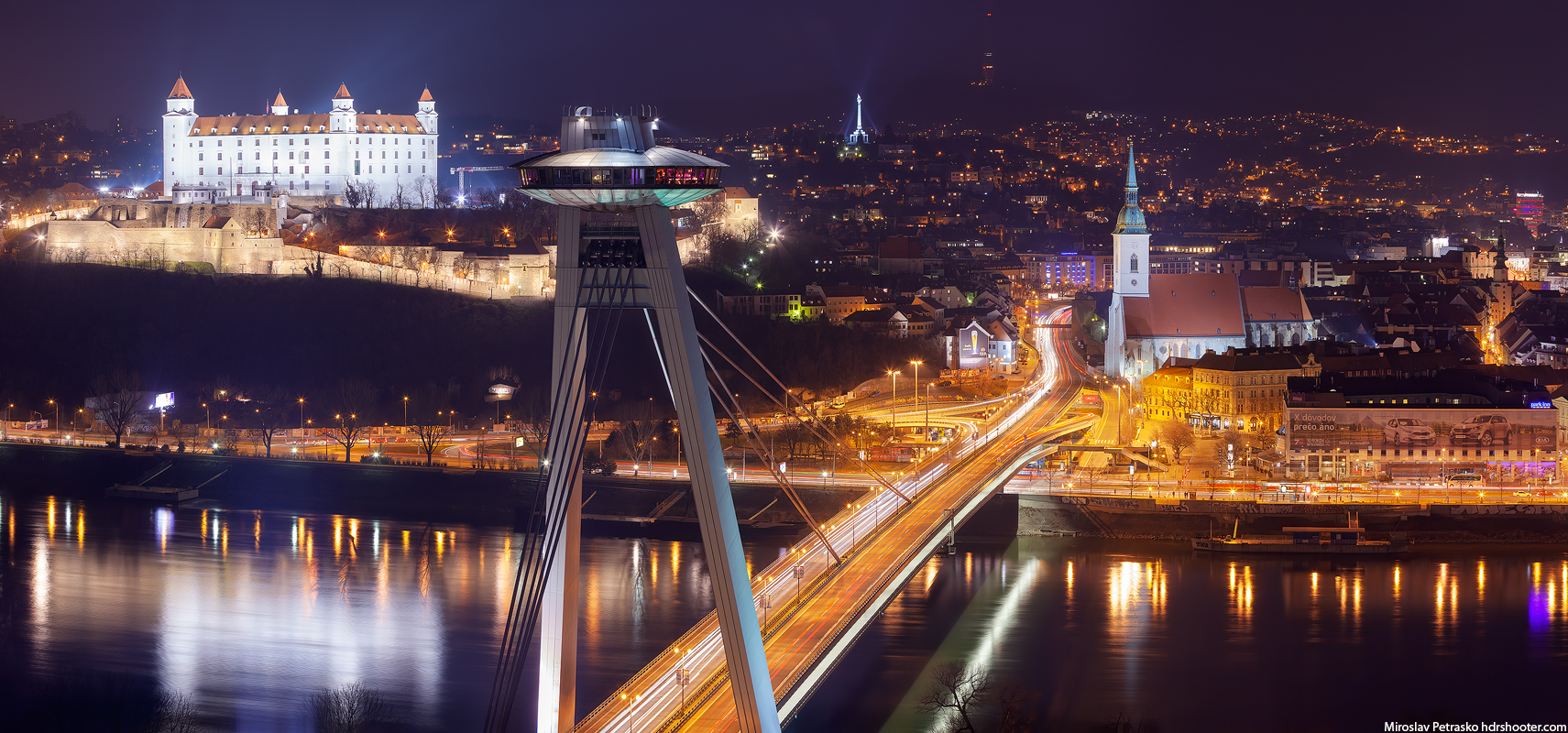 Night city lights, Bratislava, Slovakia - HDRshooter